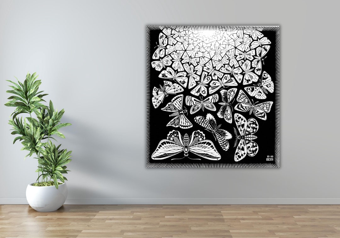 Butterflies by Maurits Cornelis Escher Poster Art Canvas,reproduction ...