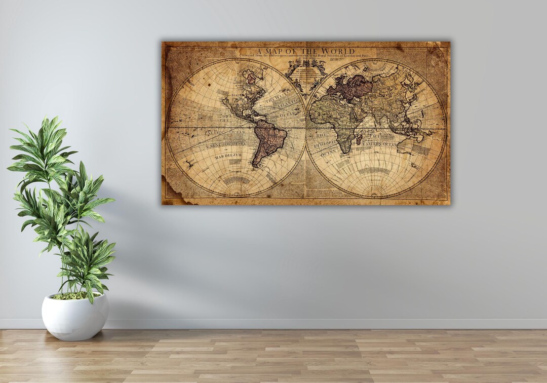 Antique Map of the World Poster,vintage World Map Print Wall Art ...