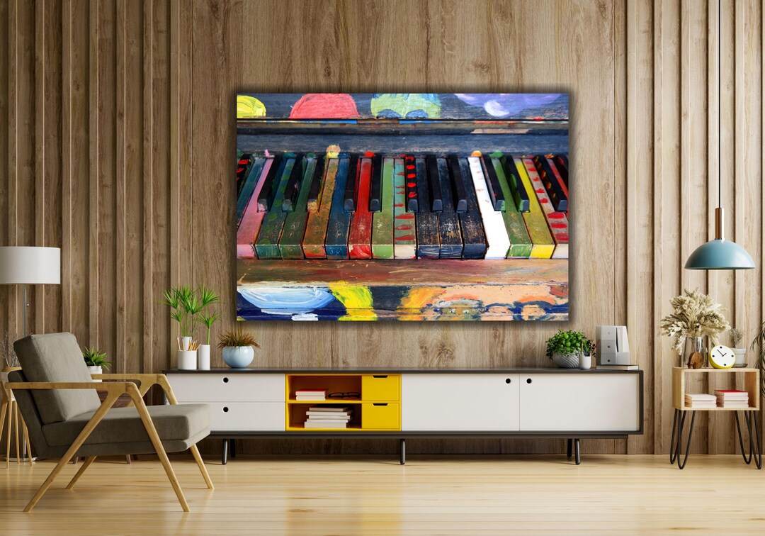Colourful Piano Poster Art Canvas Print,retro Music Canvas Wall Art ...