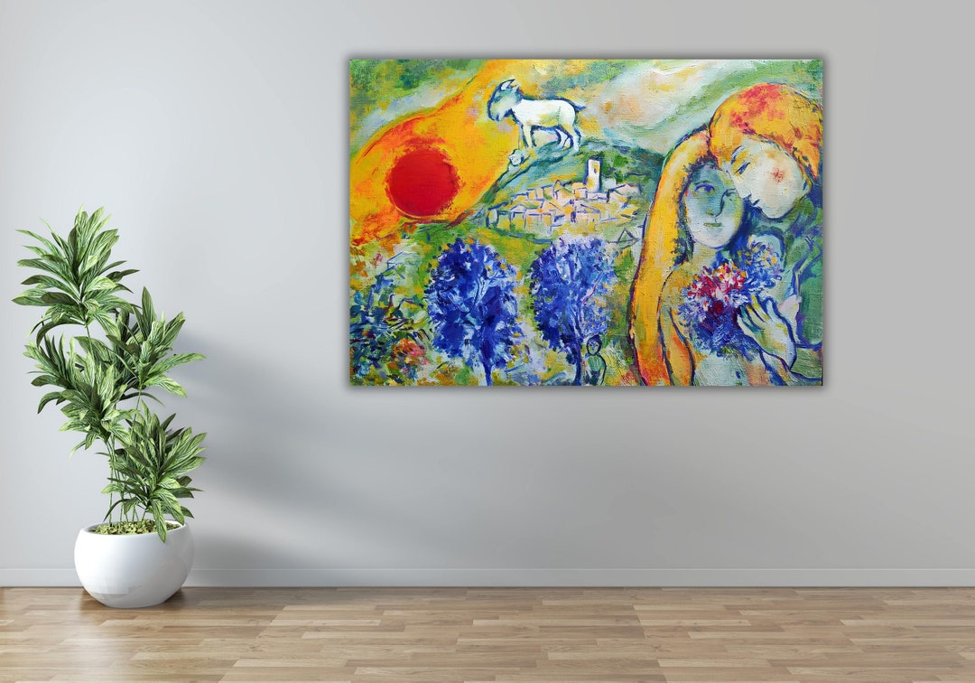 Marc Chagall Lovers Canvas Wall Art,marc Chagall Exhibition Poster ...