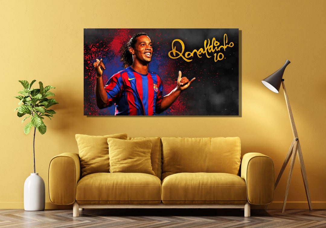 Ronaldinho Poster Canvas Wall Artfootball Wall Artkids Room - Etsy