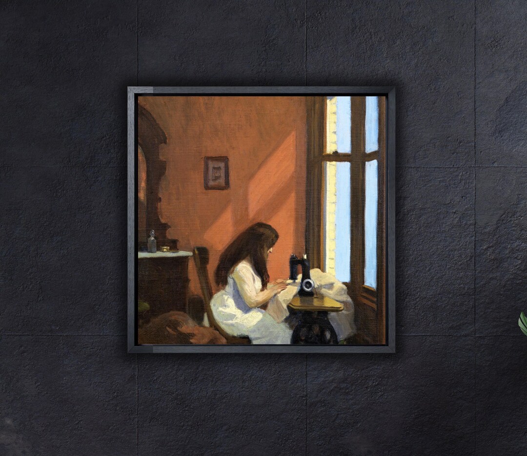Girl at Sewing Machine Wall Art Print,edward Hopper Artworks,canvas ...