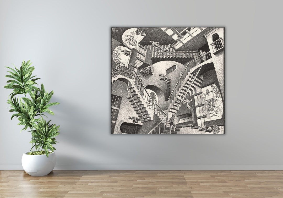 Relativity by Maurits Cornelis Escher Poster Art Canvas,reproduction ...