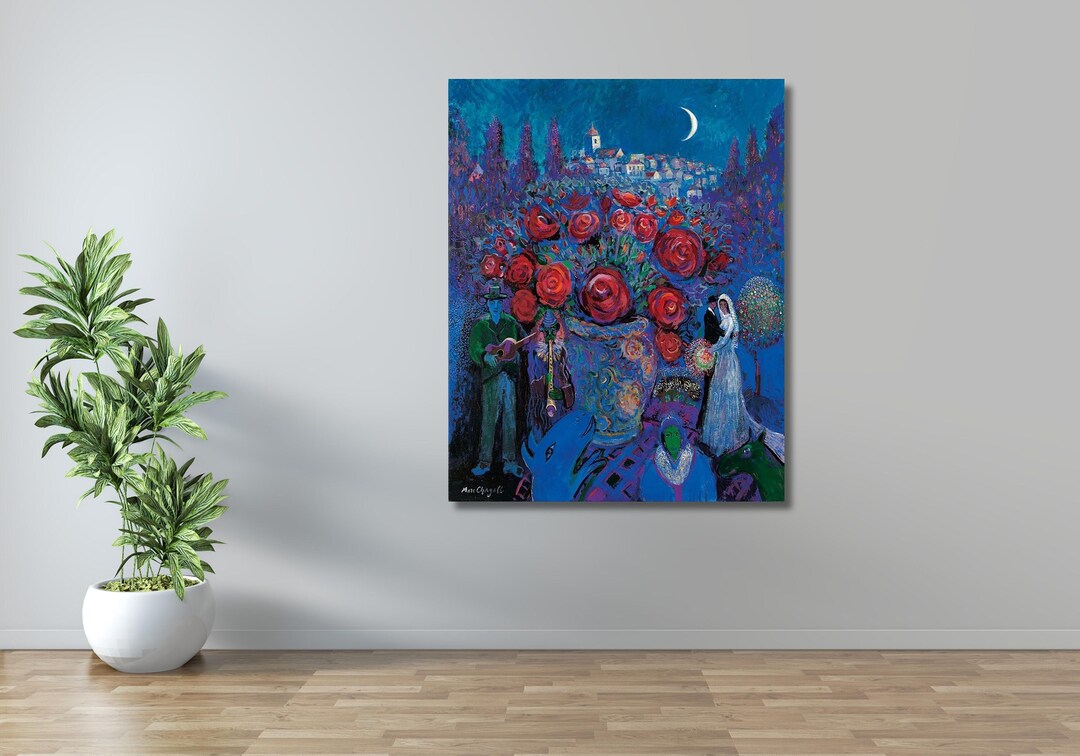 Marc CHAGALL Roses Canvas Wall Art,surrealism Canvas Print Art,chagall ...