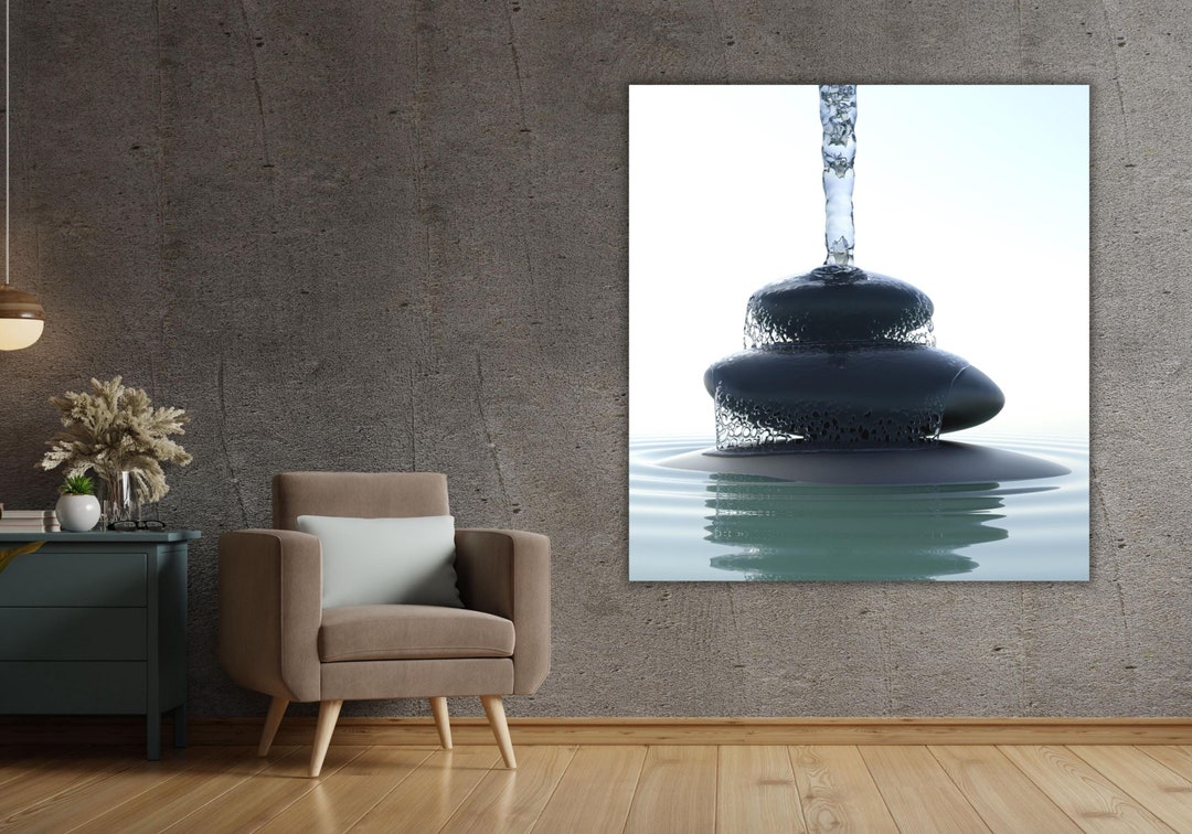 Zen Wall Art Water on Stones Canvas Wall Art,zen Print Art,spa Stones ...
