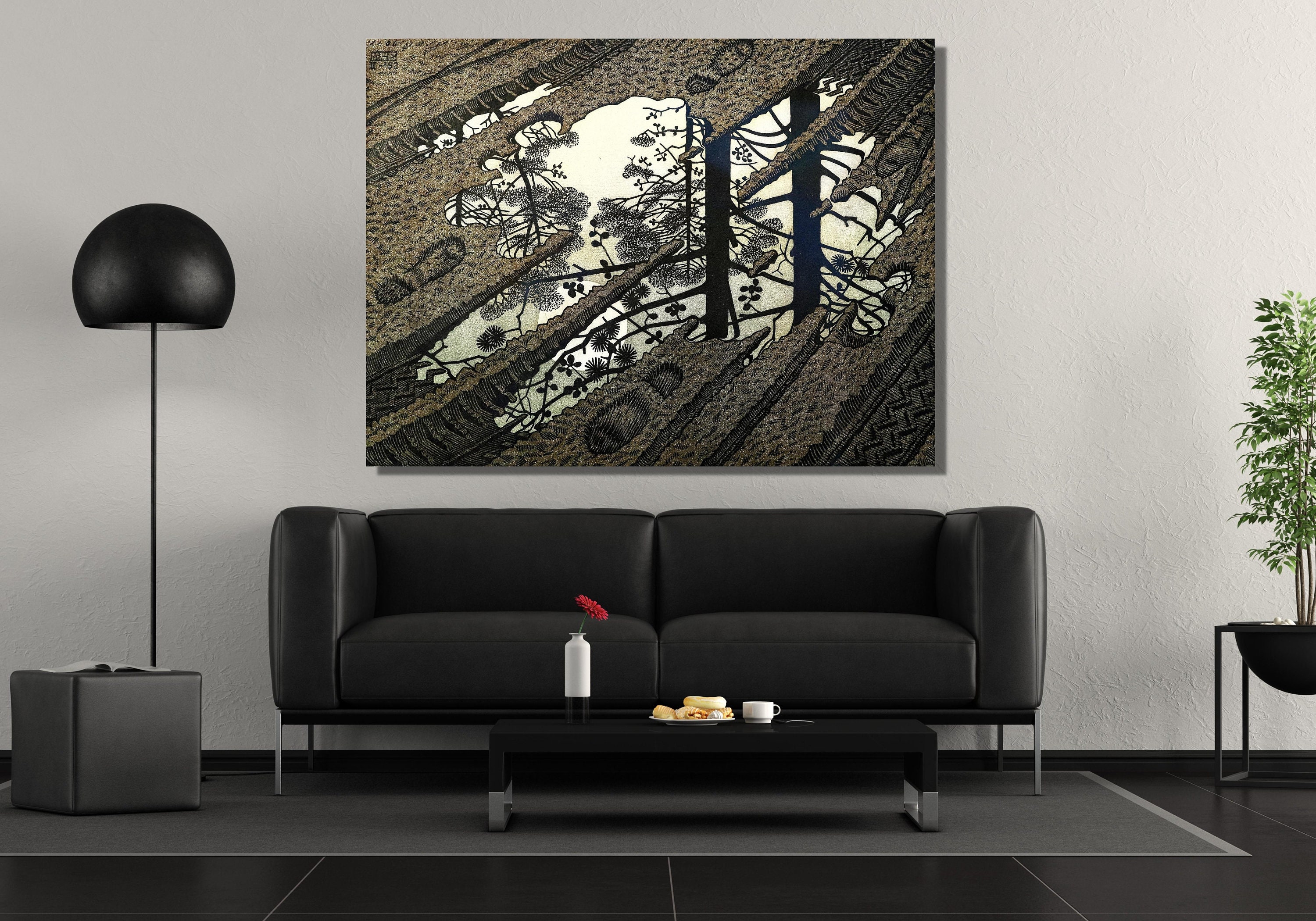 Puddle Wall Art,escher Puddle Print on Canvas,maurits Cornelis Escher ...