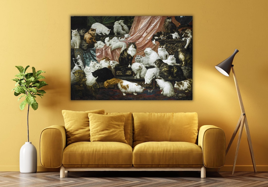 Carl Kahler My Wife's Lovers Art Canvas,playful Cats Canvas Art,funny Cats Posing,cat Lover Gift ...