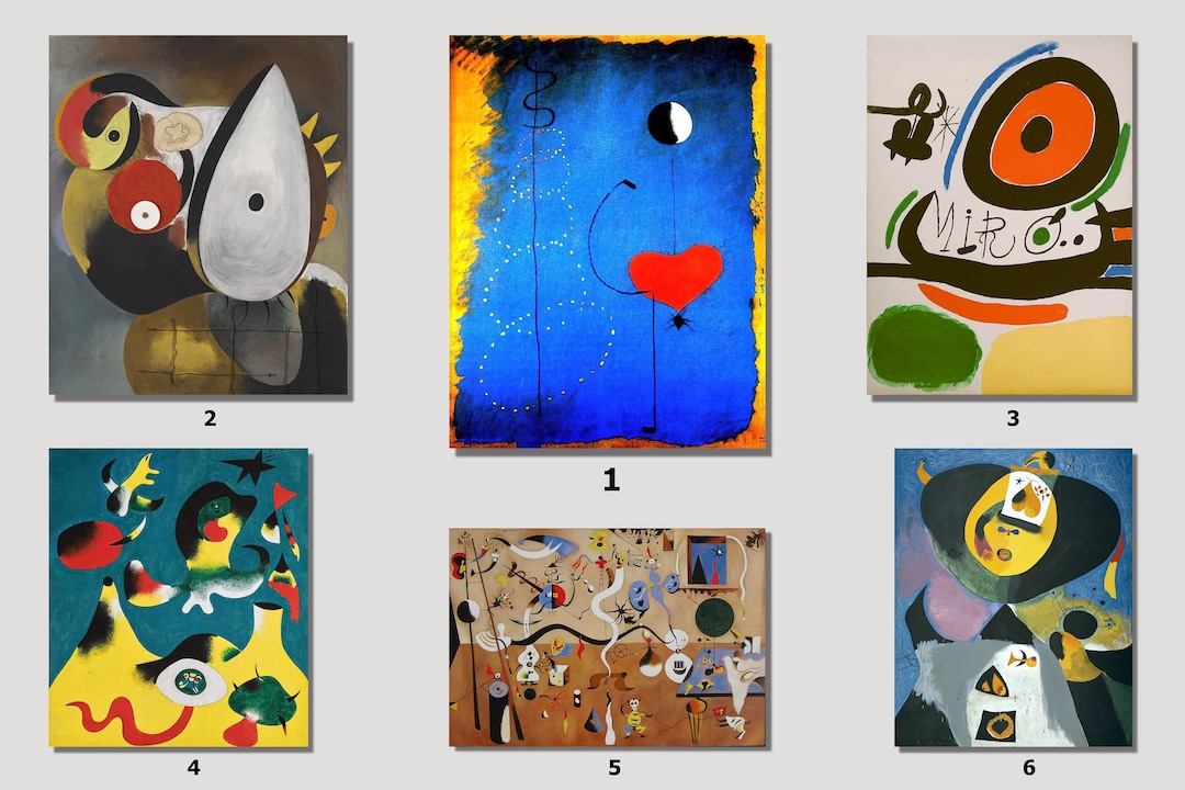 Set of 3 Joan Miro Canvas Wall Arts,custom Joan Miro Paintings Canvas ...