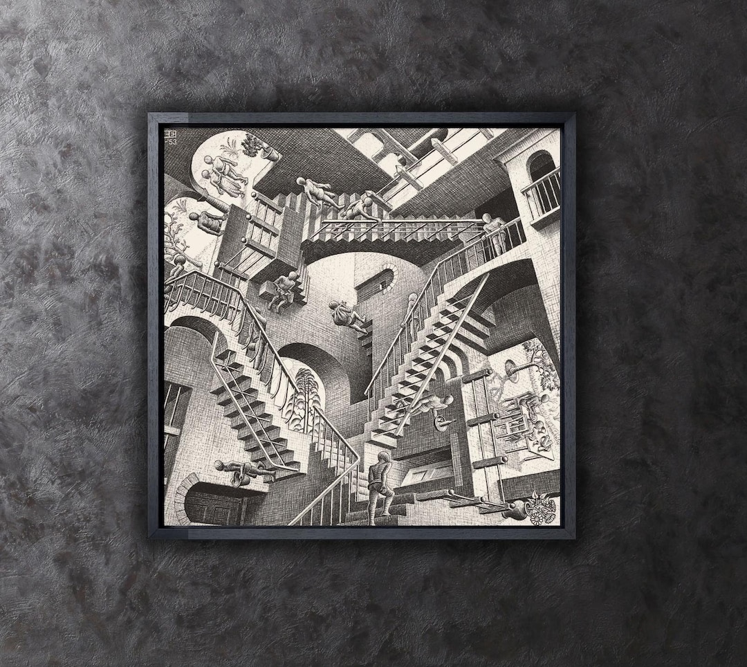 Relativity by Maurits Cornelis Escher Poster Art Canvas,reproduction ...