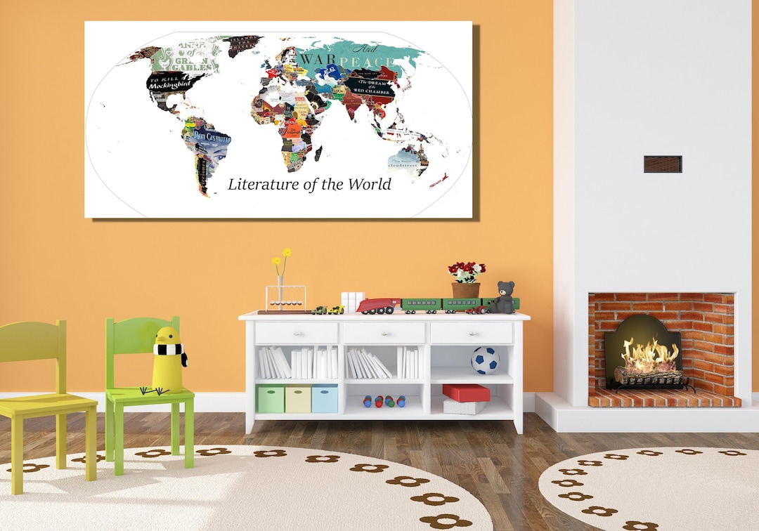 Literature of the World Map Poster,literature Map Canvas Wall Art ...