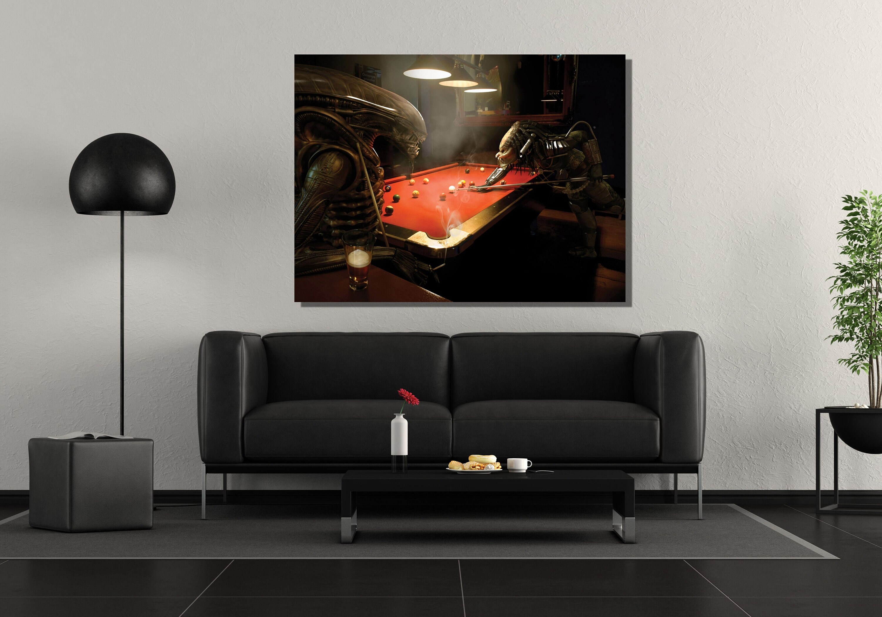 Alien Vs Predator Playing Pool Match Poster Canvas Wall - Etsy