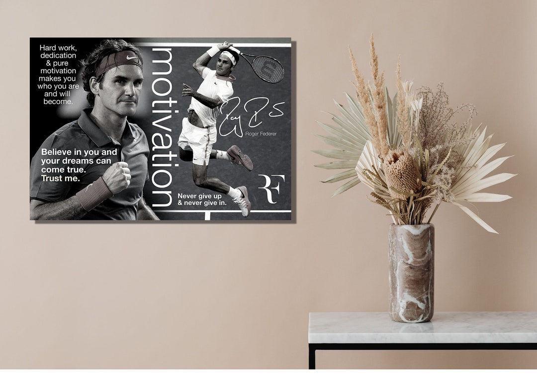 Roger Federer Motivation Poster Print,roger Federer Canvas Wall Art ...