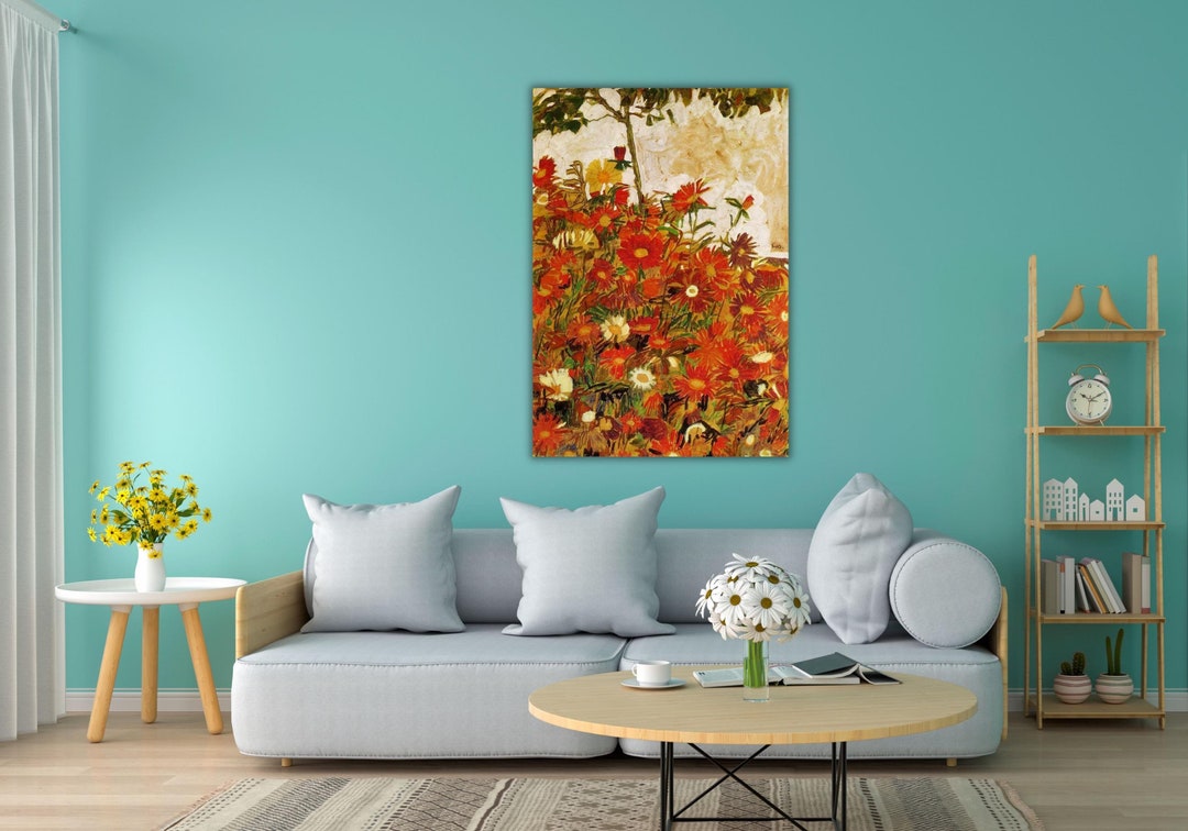 Egon Schiele Field of Flowers Poster/canvas Wall Art,field of Flowers ...