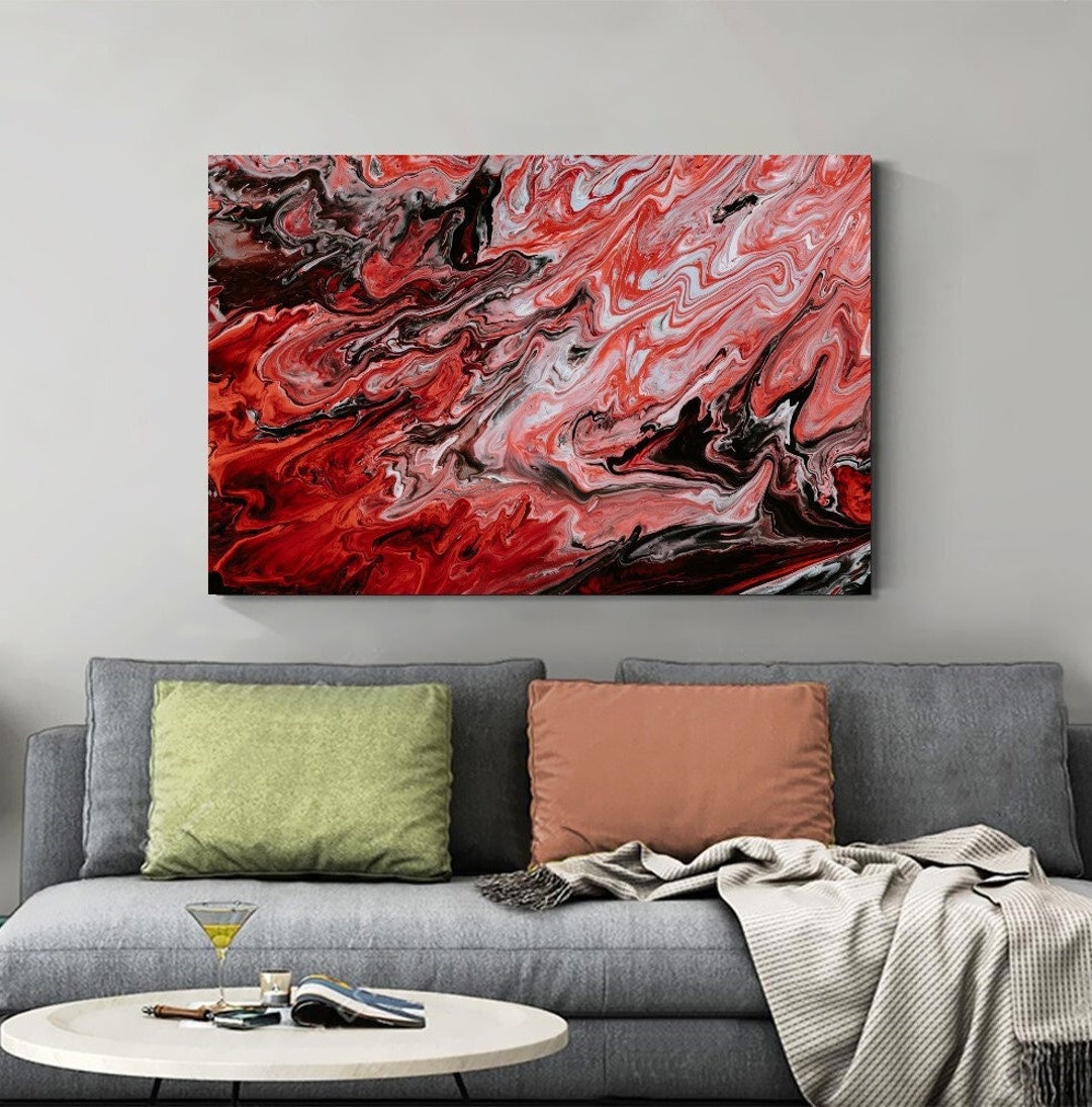 Abstract Marble Luxury Wall Decor,abstract Red Blood Marble Canvas Wall ...