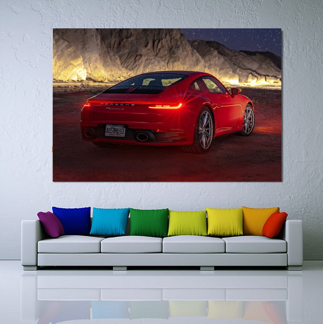 Red Porsche Wall Art Canvas,porsche 911 Carrera Wall Art Print,living ...