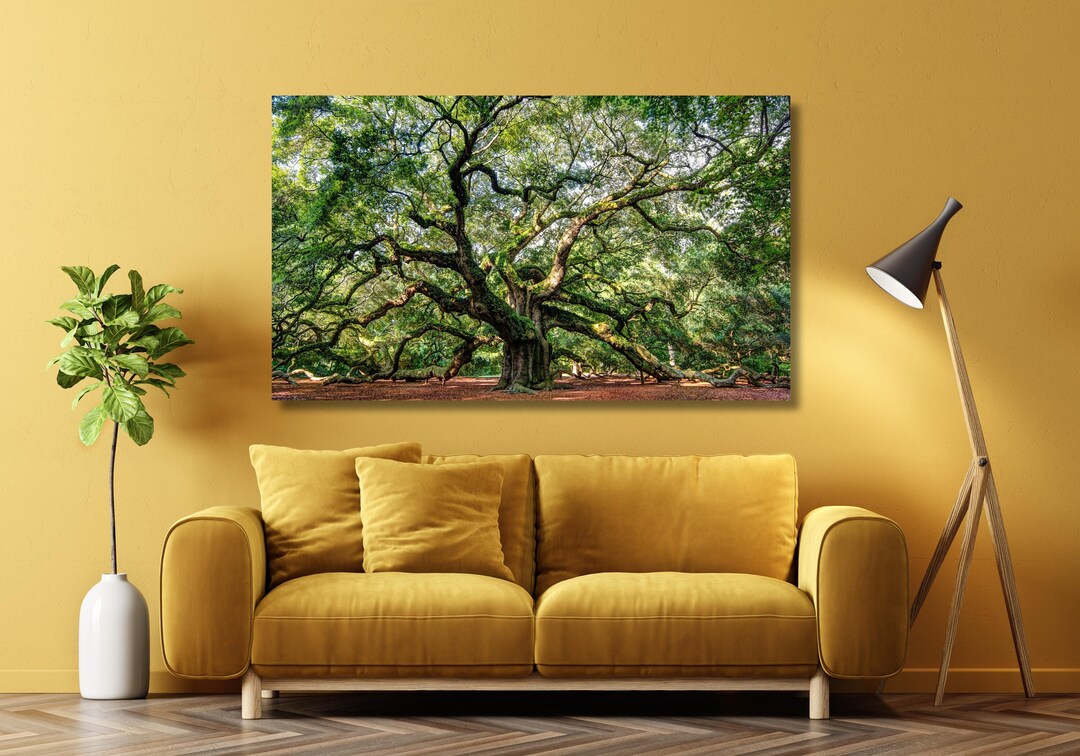 Green Angel Oak Tree Canvas Wall Art,beautiful Angel Oak Print Art ...