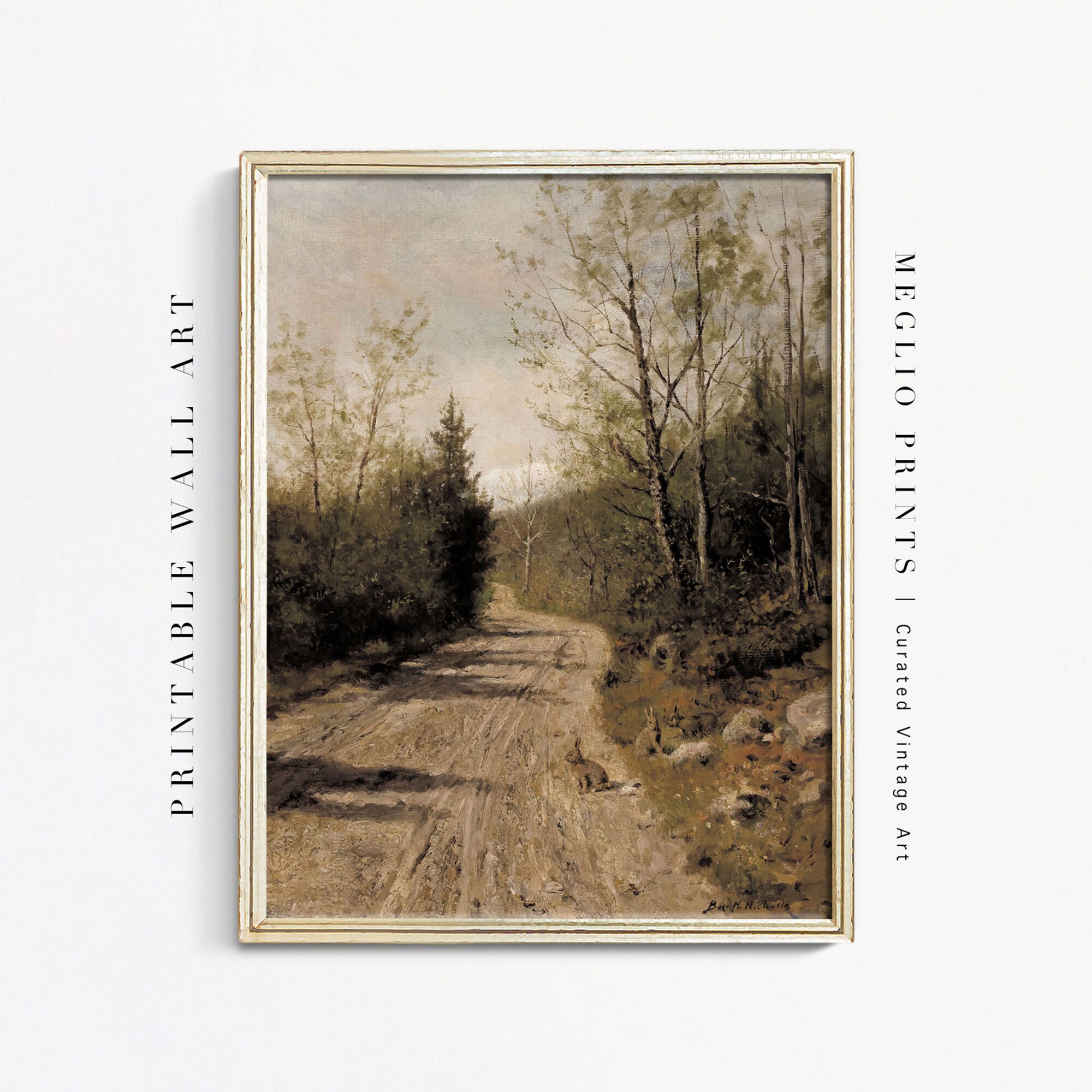 Muted Rabbit Family Painting Neutral Vintage Art Prints - Etsy Australia