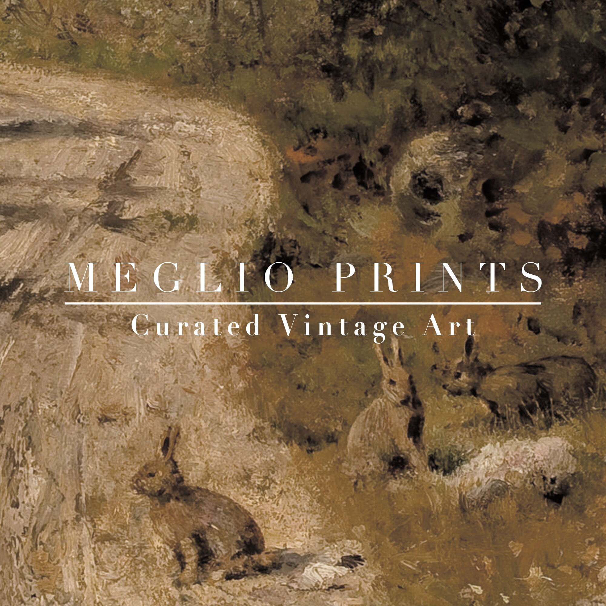 Muted Rabbit Family Painting Neutral Vintage Art Prints - Etsy Australia