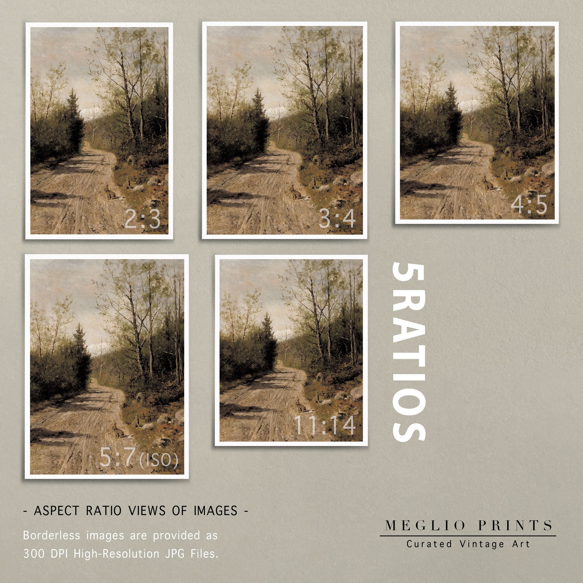 Muted Rabbit Family Painting Neutral Vintage Art Prints - Etsy Australia