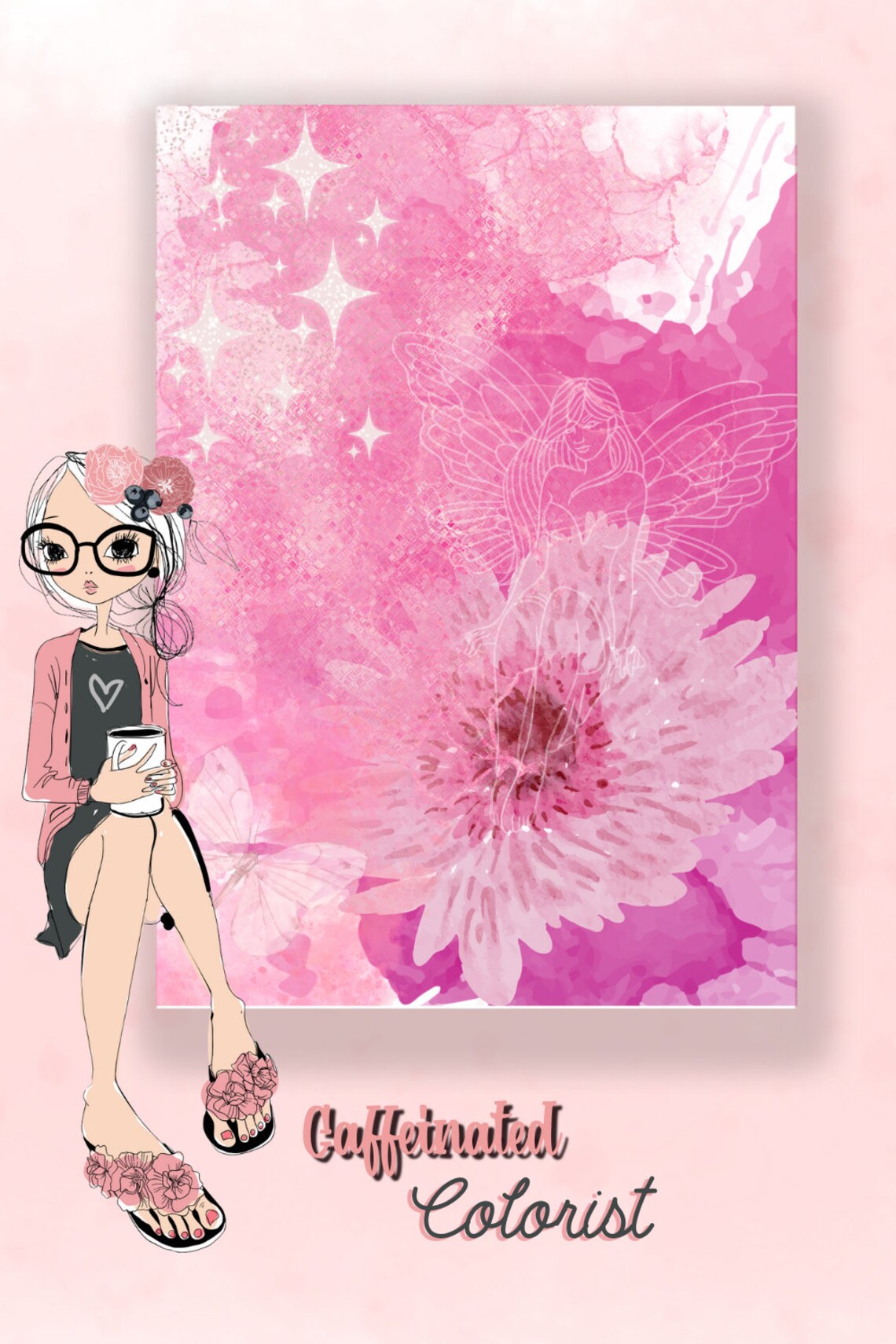 Backwards Adult Coloring Pages Fairies and Flowers Water | Etsy