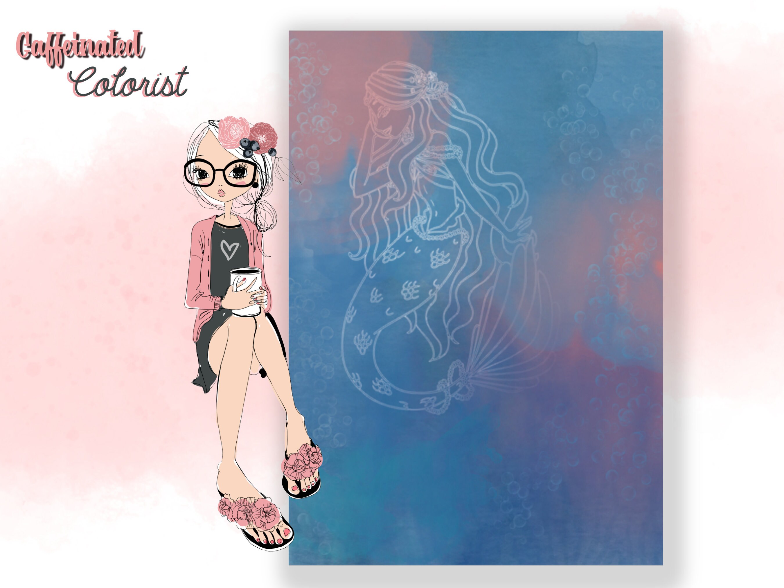 Backwards Adult Coloring Pages, Mermaids, Water Color Art, Doodle in ...