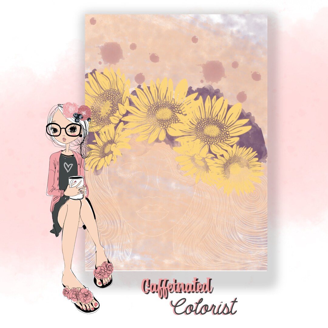 Backwards Adult Coloring Pages Floral Doodles Water Color - Etsy