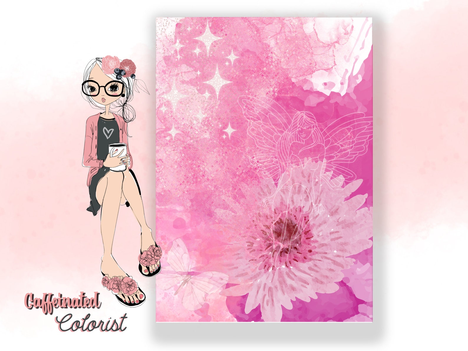 Backwards Adult Coloring Pages, Fairies and Flowers, Water Color Art ...