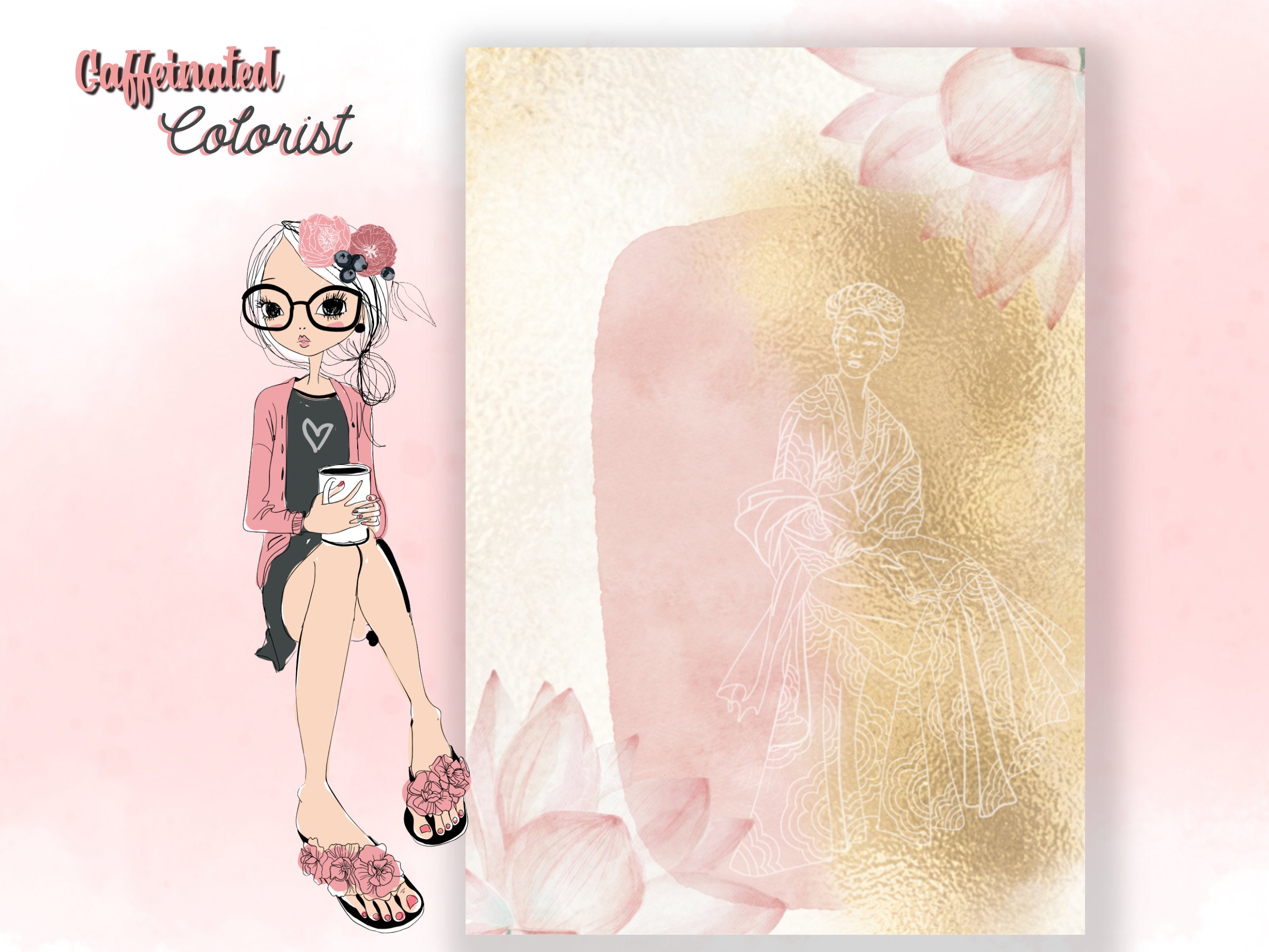 Backwards Adult Coloring Pages, Japanese Kimonos, Water Color Art ...