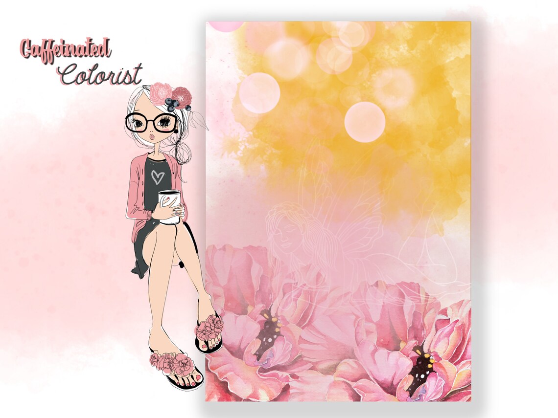 Backwards Adult Coloring Pages, Fairies and Flowers, Water Color Art ...