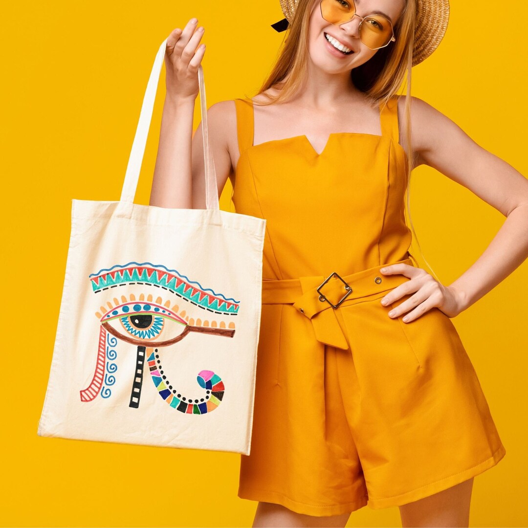 Egyptian Eye of Horus Cotton Canvas Tote Bag, Ancient Egypt Tote ...