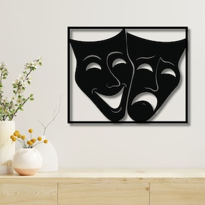 Tragedy and Comedy Metal Wall Art, Office Decoration, Theatre Playhouse ...