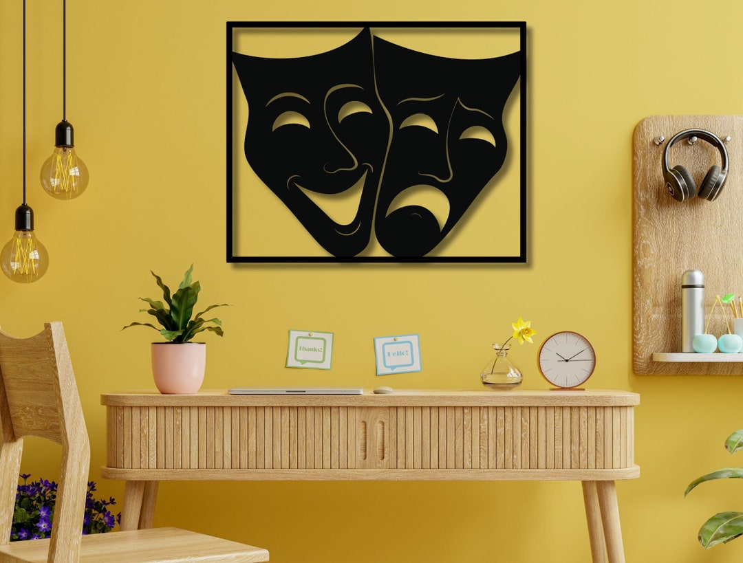 Tragedy and Comedy Metal Wall Art, Office Decoration, Theatre Playhouse ...