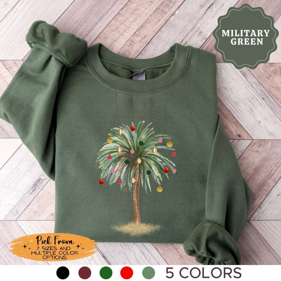 Christmas Palm Tree Sweatshirt, Tropical Xmas Gift Shirt, Florida ...
