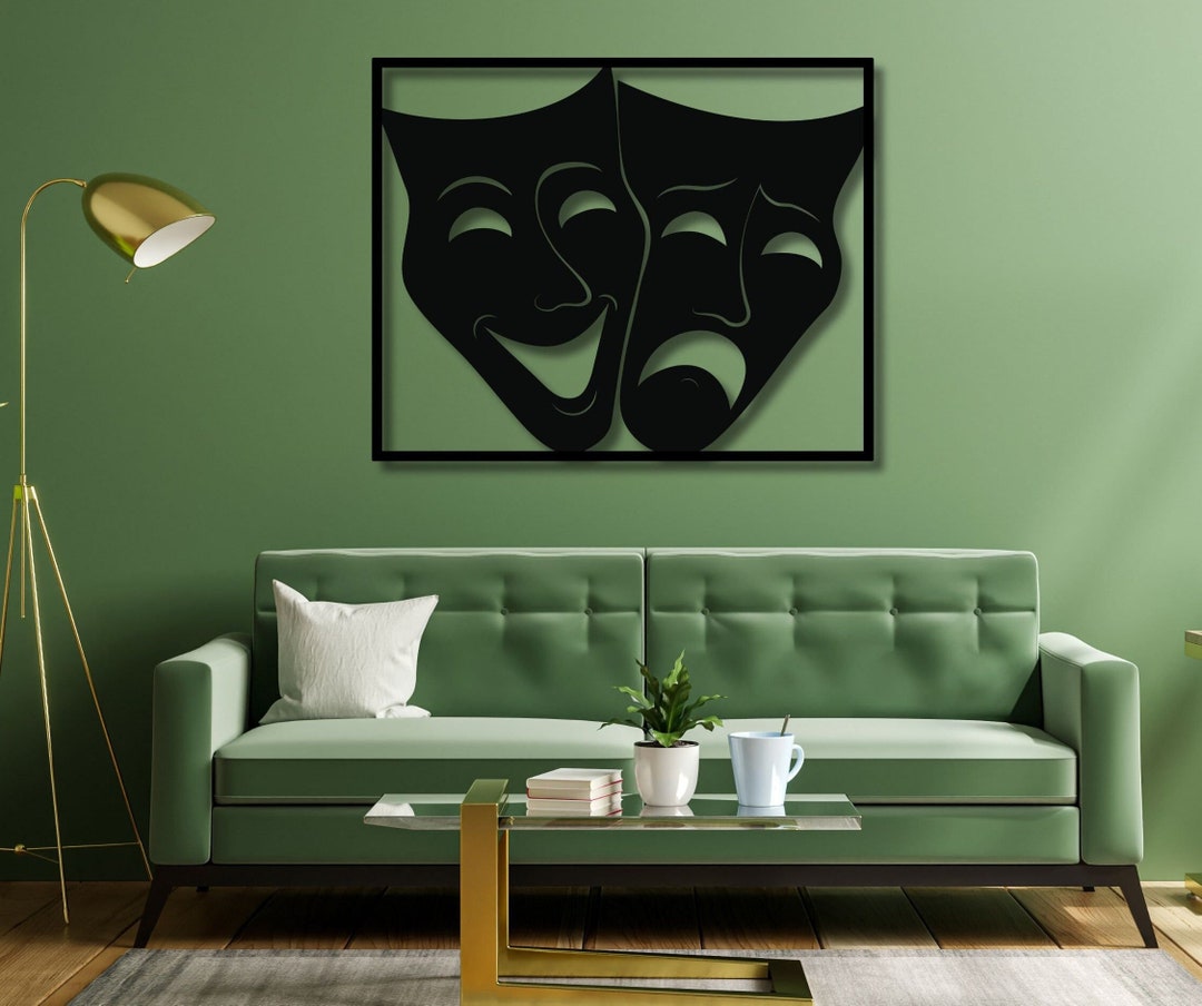 Tragedy and Comedy Metal Wall Art, Home Office Decoration, Theatre ...