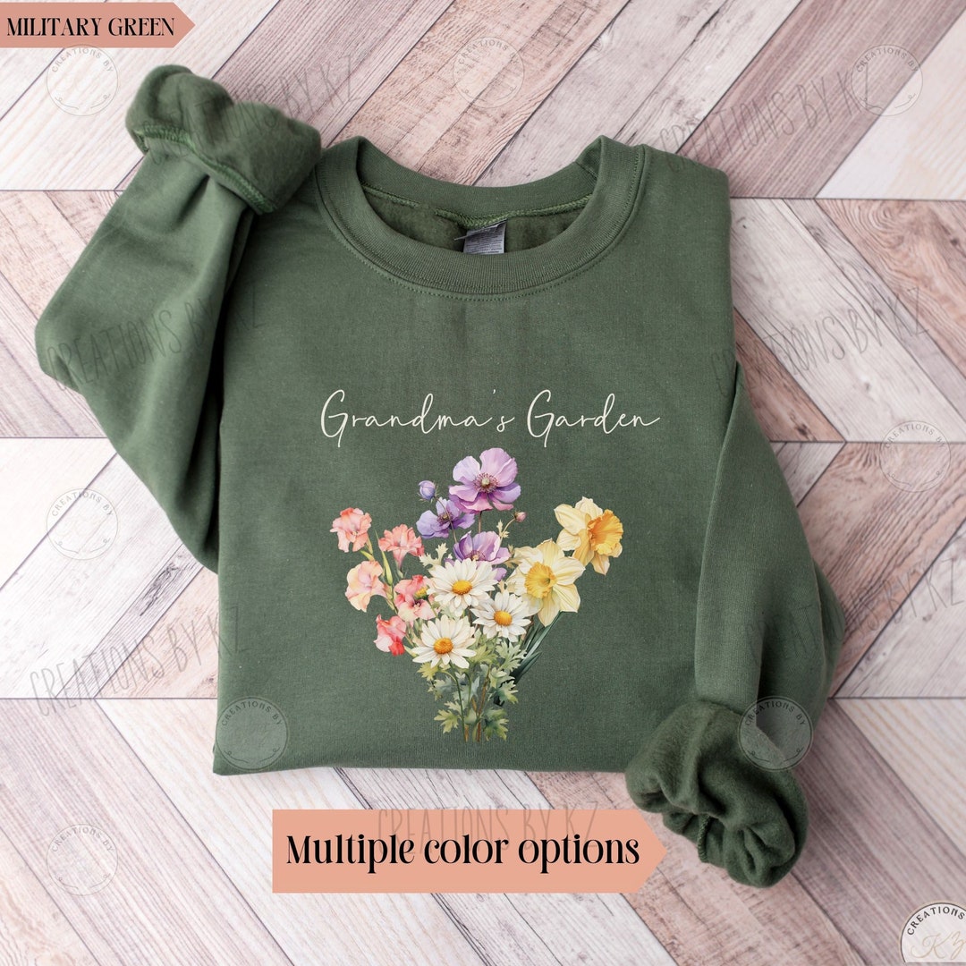 Grandma's Garden Sweatshirt, Custom Birth Month Flower, Birthflower ...