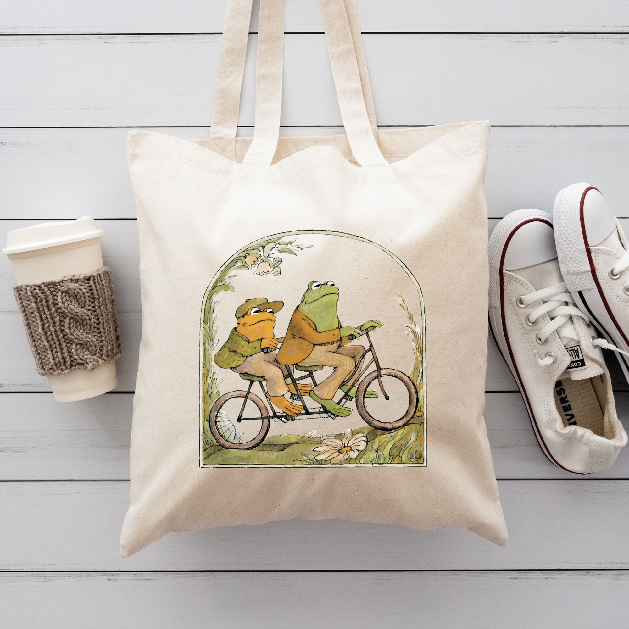 Frog and Toad Cotton Canvas Tote Bag, Cottagecore Tote Bags, Vintage ...