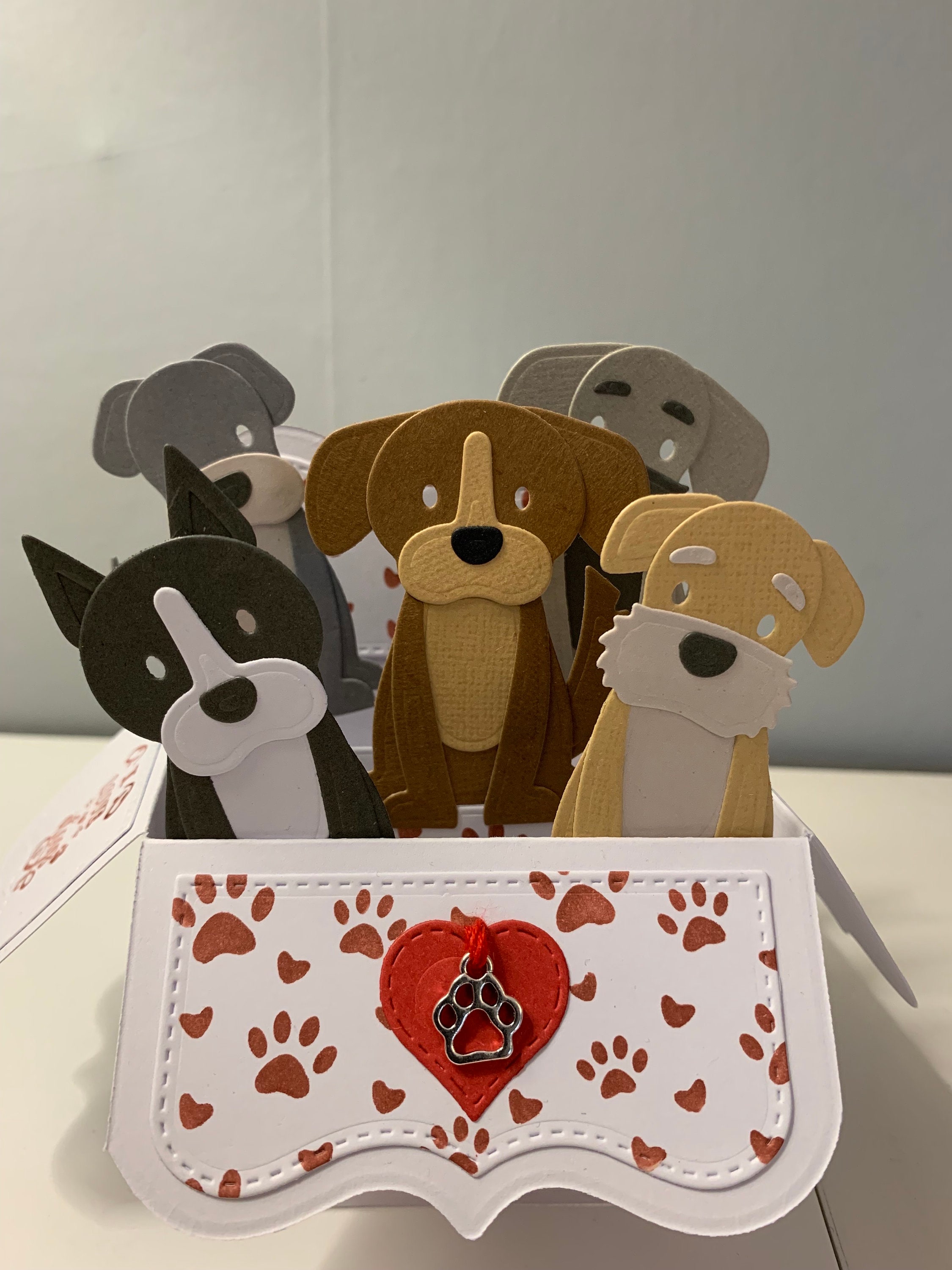 Fabulous 3D Pop-up Box Card / Dog Greetings Card, Handmade With Die-cut ...