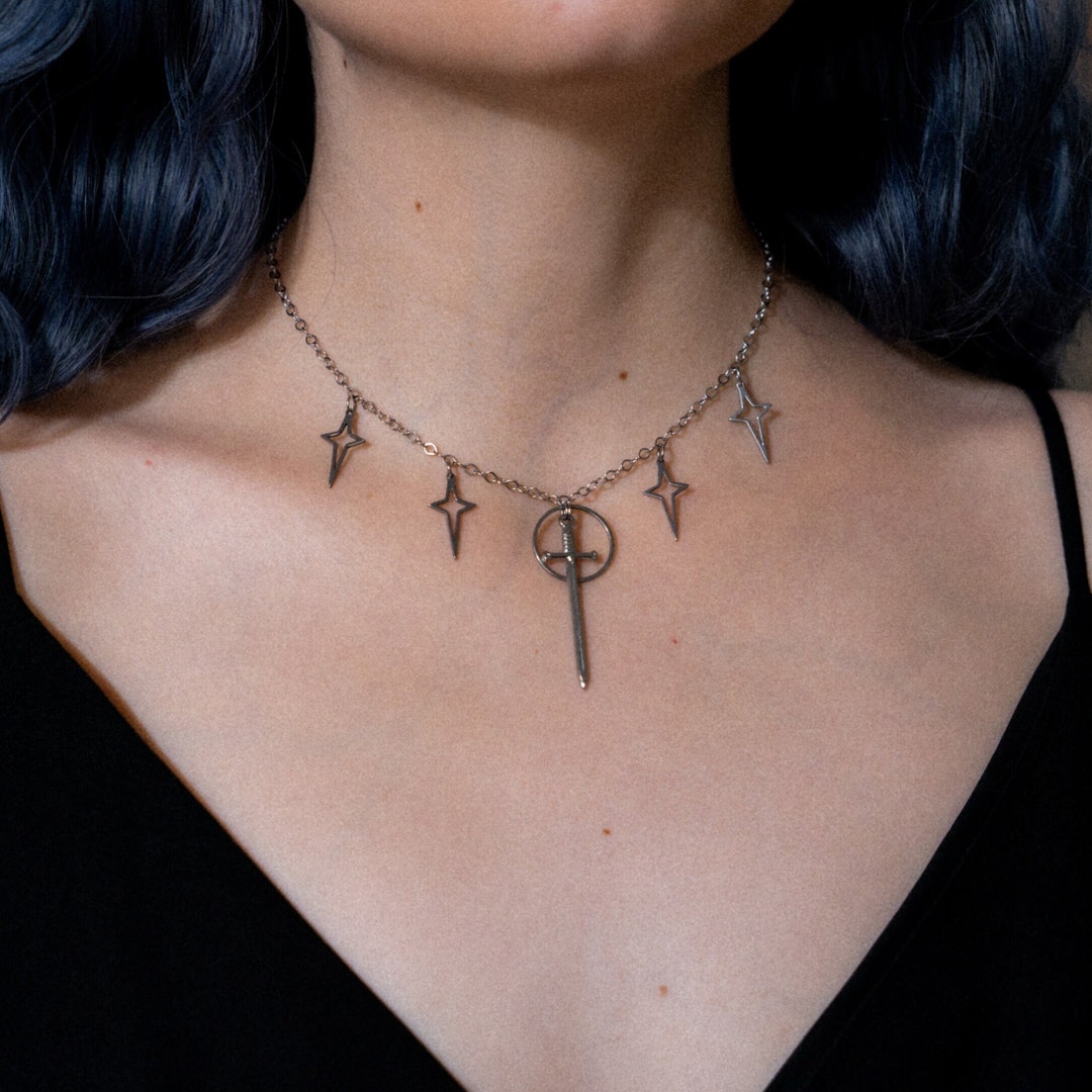 Celestial Elven Sword Necklace, Stainless Steel Chain Necklace ...
