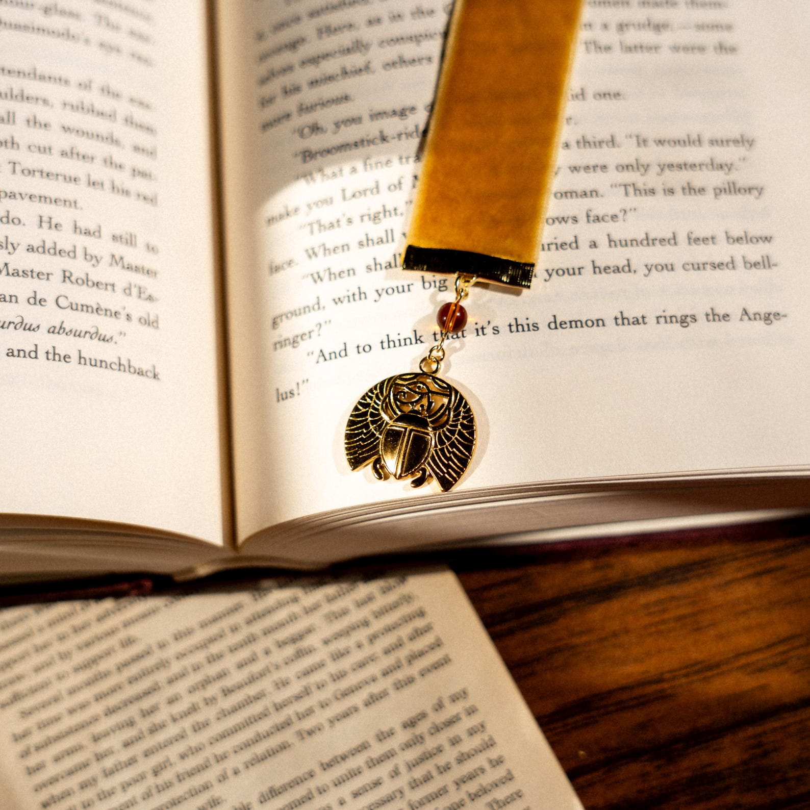 The Mummy Inspired Bookmark, Golden Velvet Ribbon Charm Bookmark, Light ...