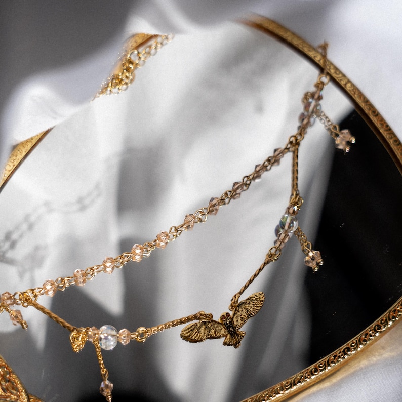 Labyrinth Owl Necklace: Gold Plated Fairycore Beaded Jewelry - Etsy