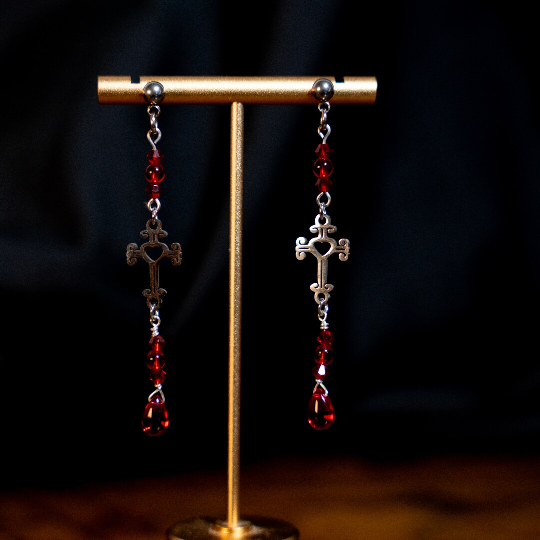 Vampire Drop Earrings, Gothic Halloween Earrings, Dark Academia ...