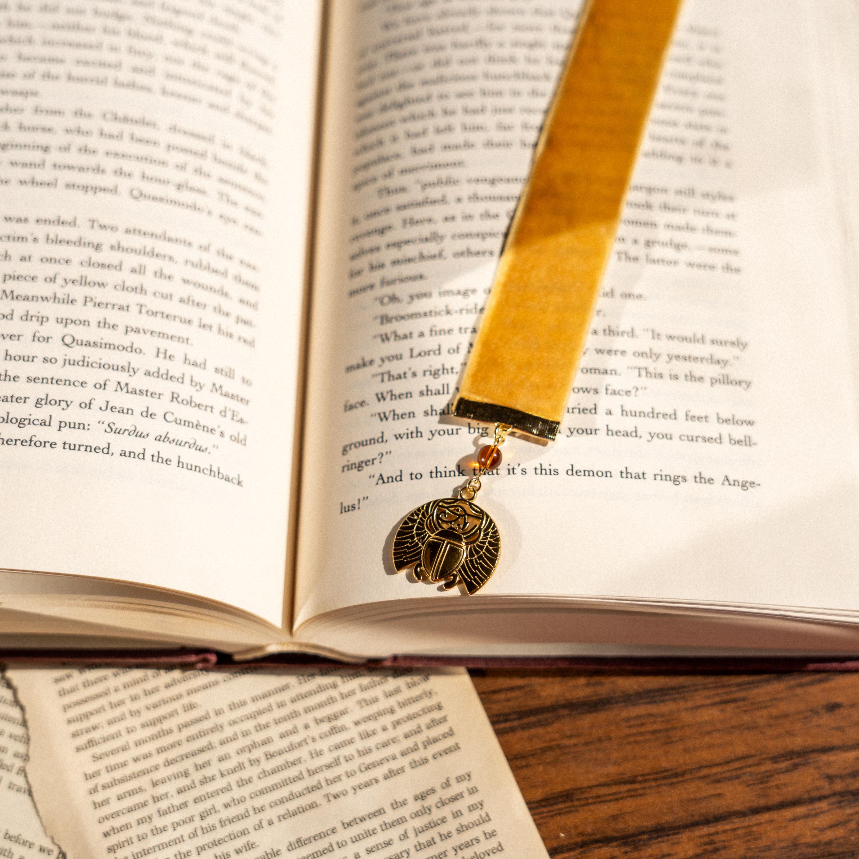 The Mummy Inspired Bookmark, Golden Velvet Ribbon Charm Bookmark, Light ...