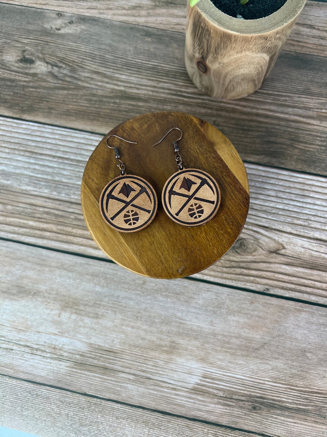 Denver Nuggets-inspired Leather Earrings, Handmade Women's Sports Fan ...