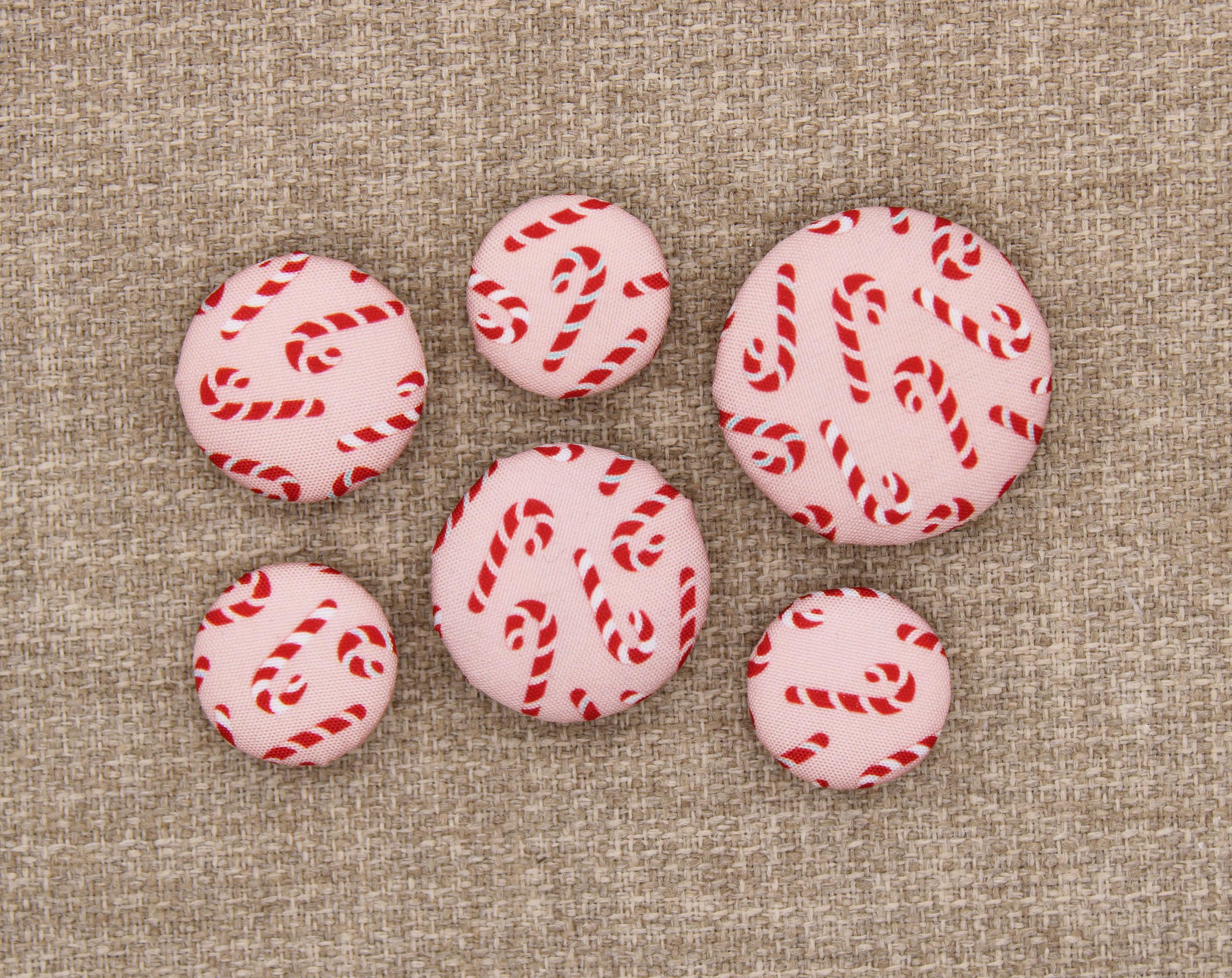 Pink and Red Candy Cane Buttons Christmas Fabric Buttons Buttons for ...