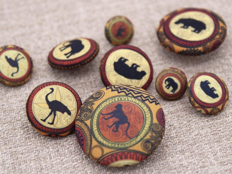 African Animal Patterned Buttons - Animal Kingdom | Safari Buttons ...