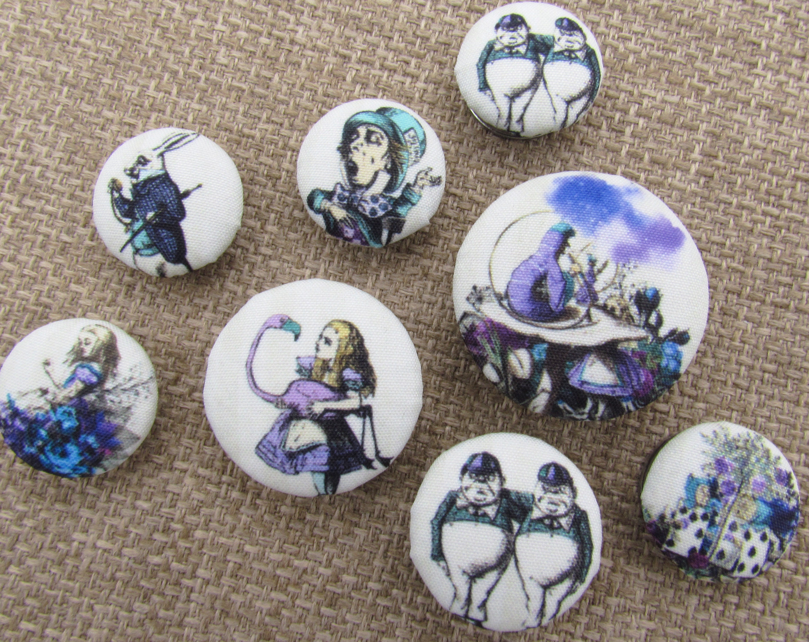 Purple and Teal Wonderland Buttons Colourful Wonderland Buttons Alice ...