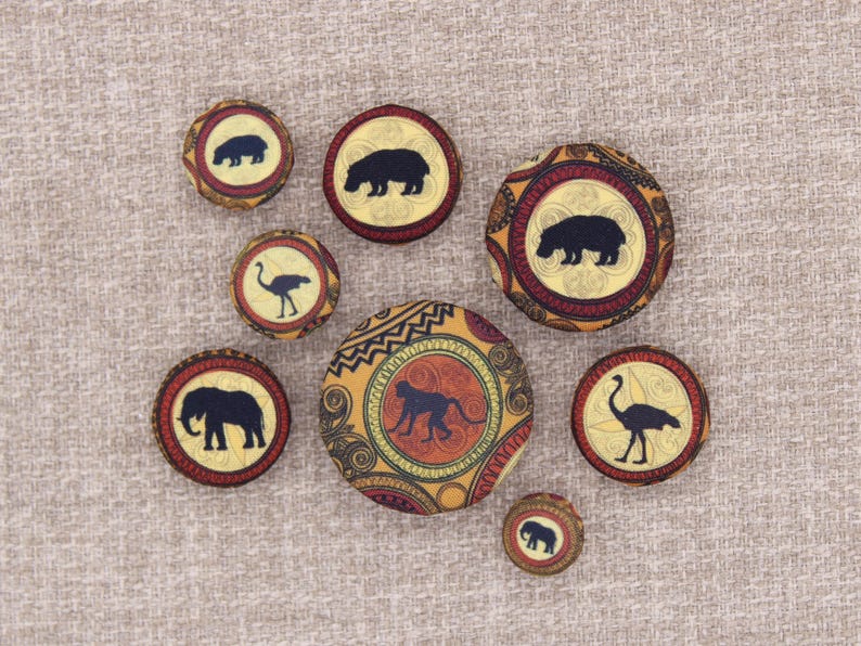 African Animal Patterned Buttons - Animal Kingdom | Safari Buttons ...