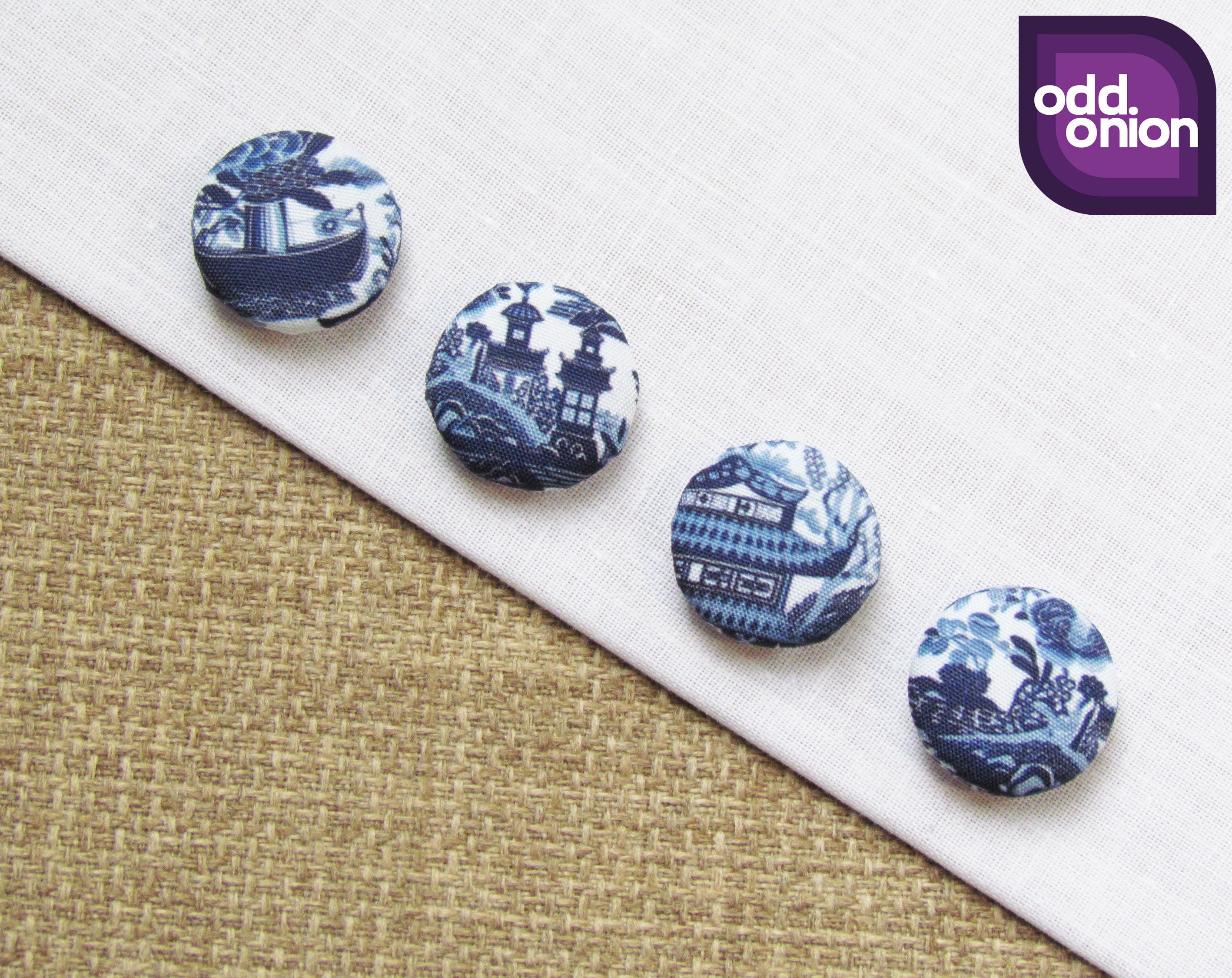 Willow Patterned Buttons - Blue and White Willow Fabric Button | Fine ...