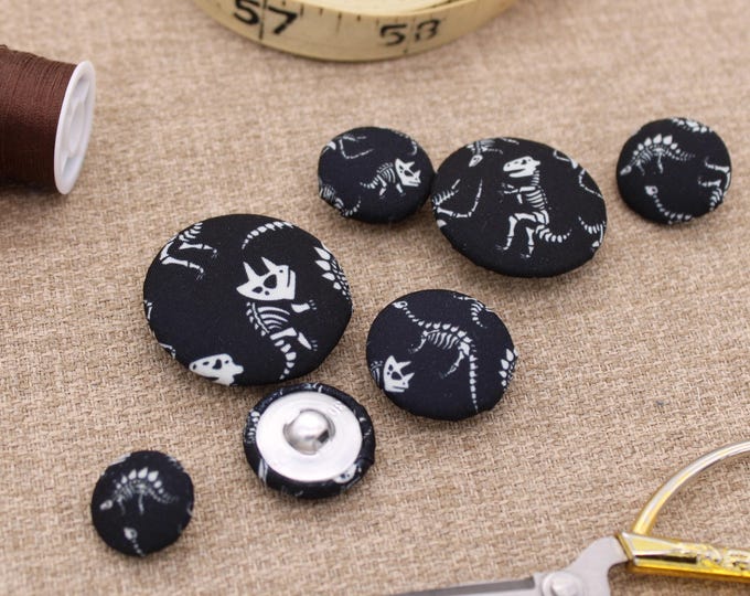 Dinosaur Fossil Buttons - Black Prehistoric Dino Button | Handmade ...