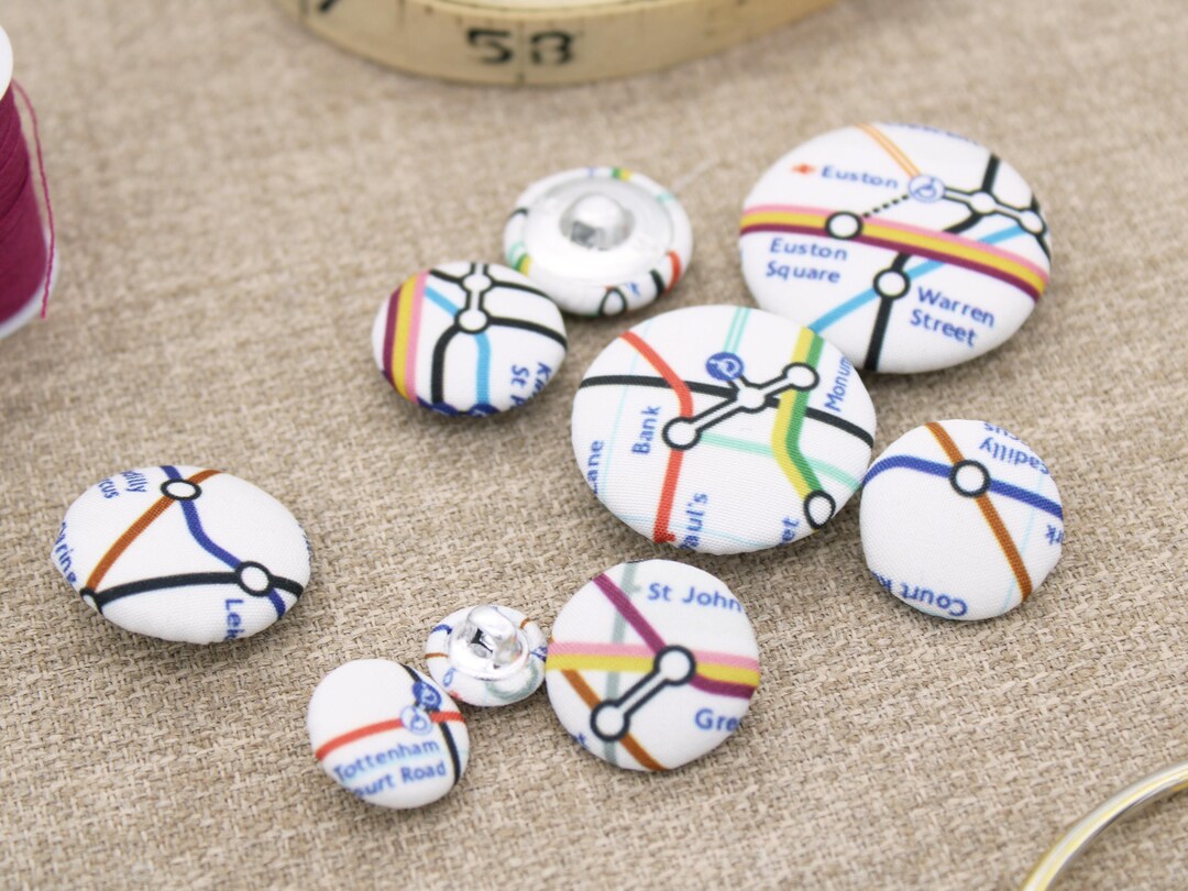 Tube Line Map Buttons - London Tube Pattern | Fabric Buttons | Buttons ...
